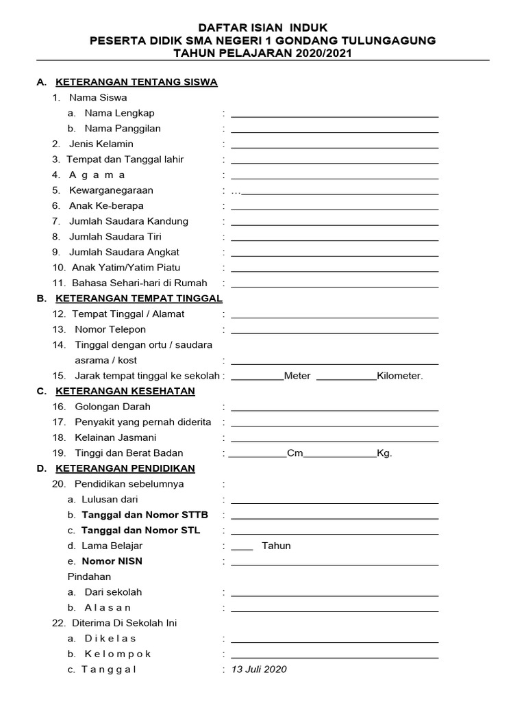 Blanko Isian Buku Induk | PDF | Olahraga & Rekreasi