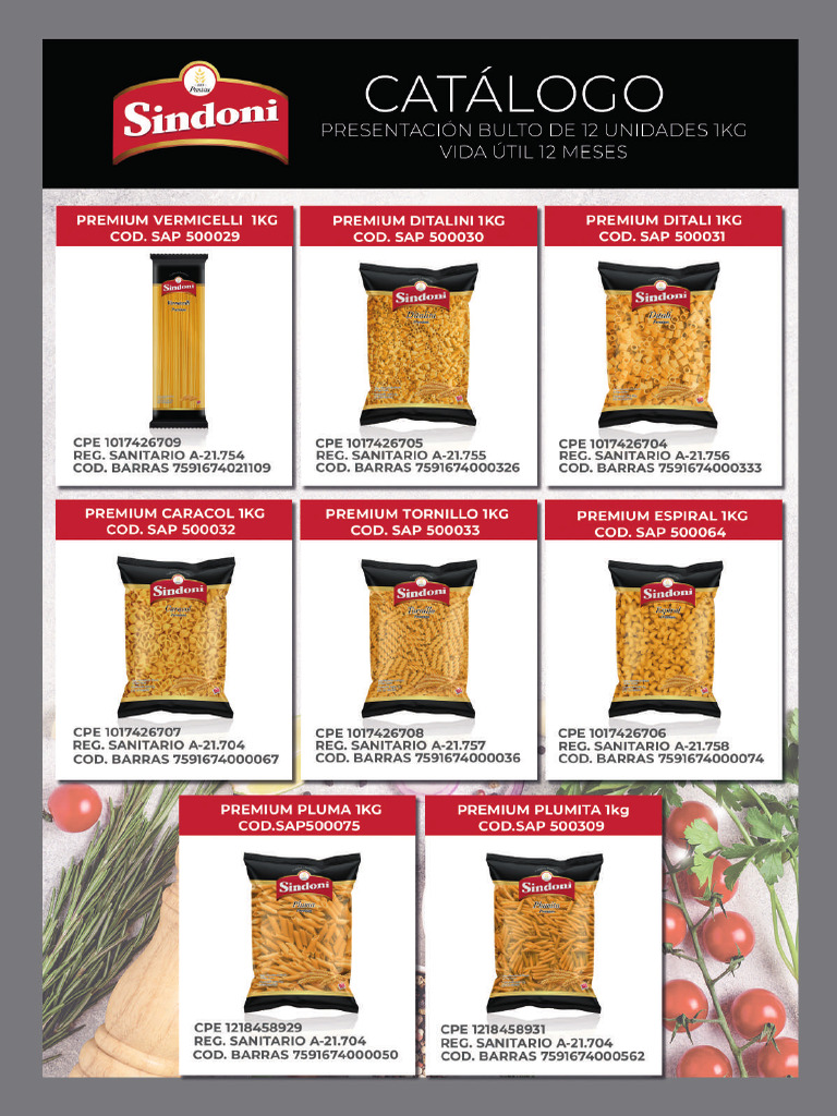 01 Catalogo Pastas y Salsas Sindoni | PDF