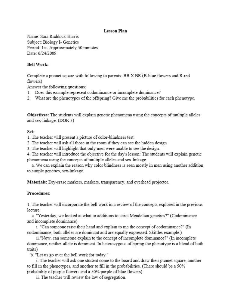 Multiple_Alleles_and_Sex_Linkage_Lesson_Plan-2 | PDF | Dominance ...