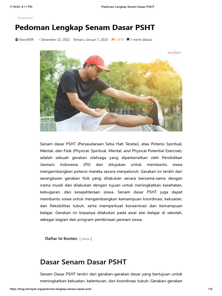 Pedoman Lengkap Senam Dasar PSHT | PDF | Karier & Perkembangan | Gaya Hidup