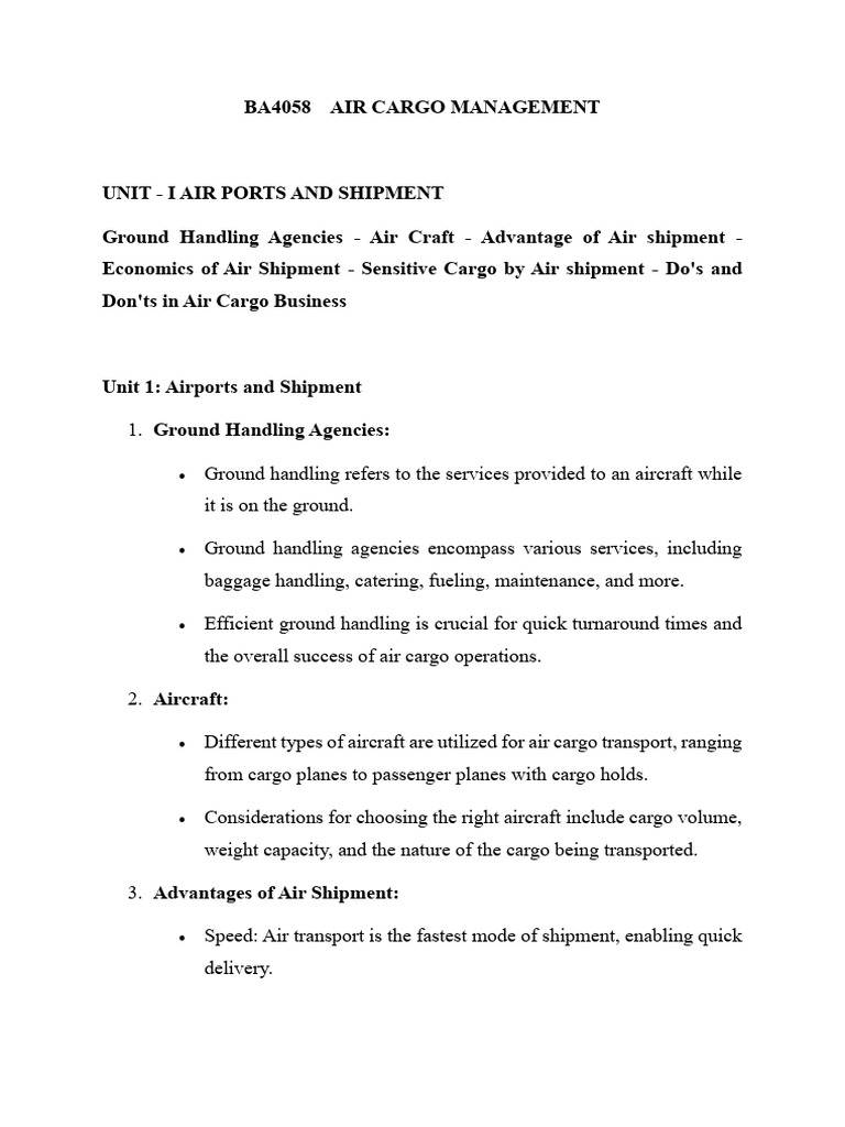 Ba4058 Air Cargo Management | PDF | Dangerous Goods | Cargo