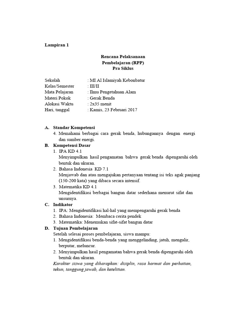 Contoh RPP Siklus Maya | PDF