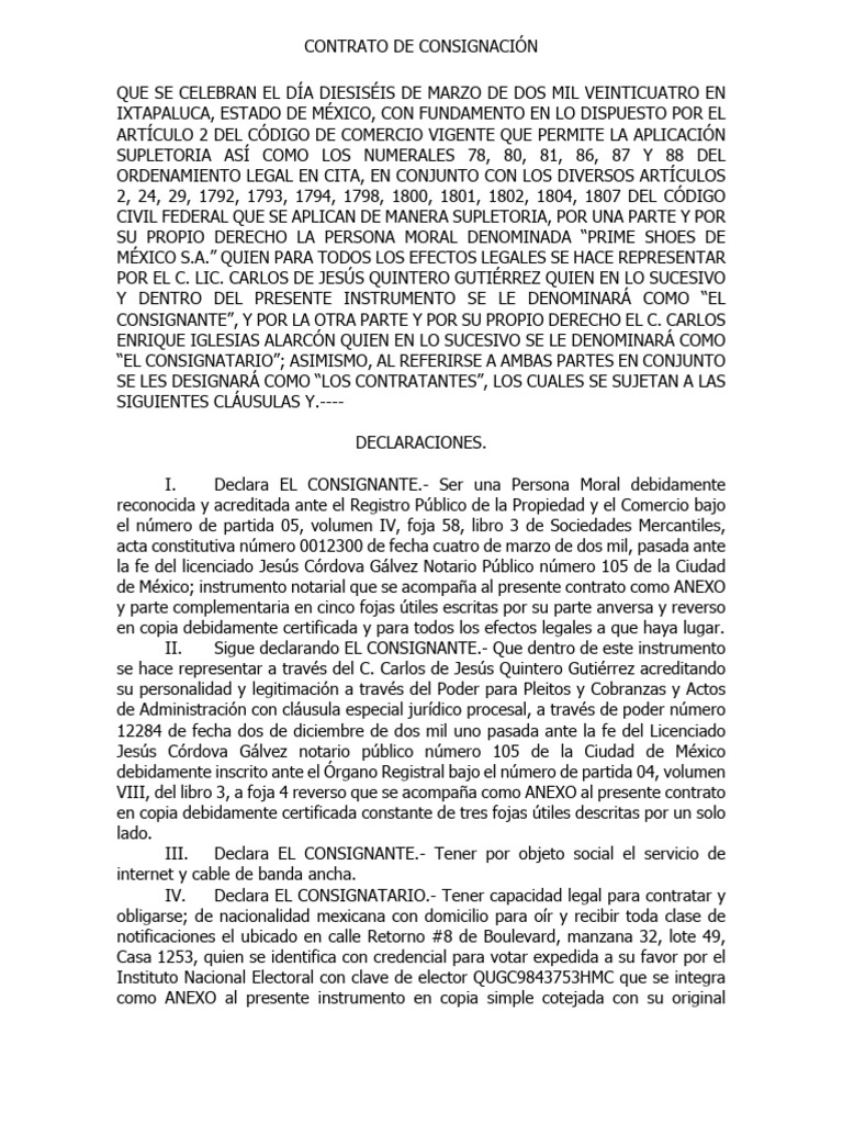 Contrato de Consigna | PDF | México