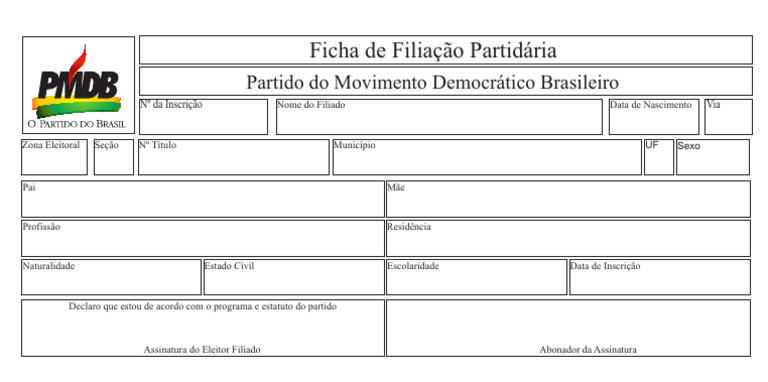 ficha_de_filiação pmdb | PDF