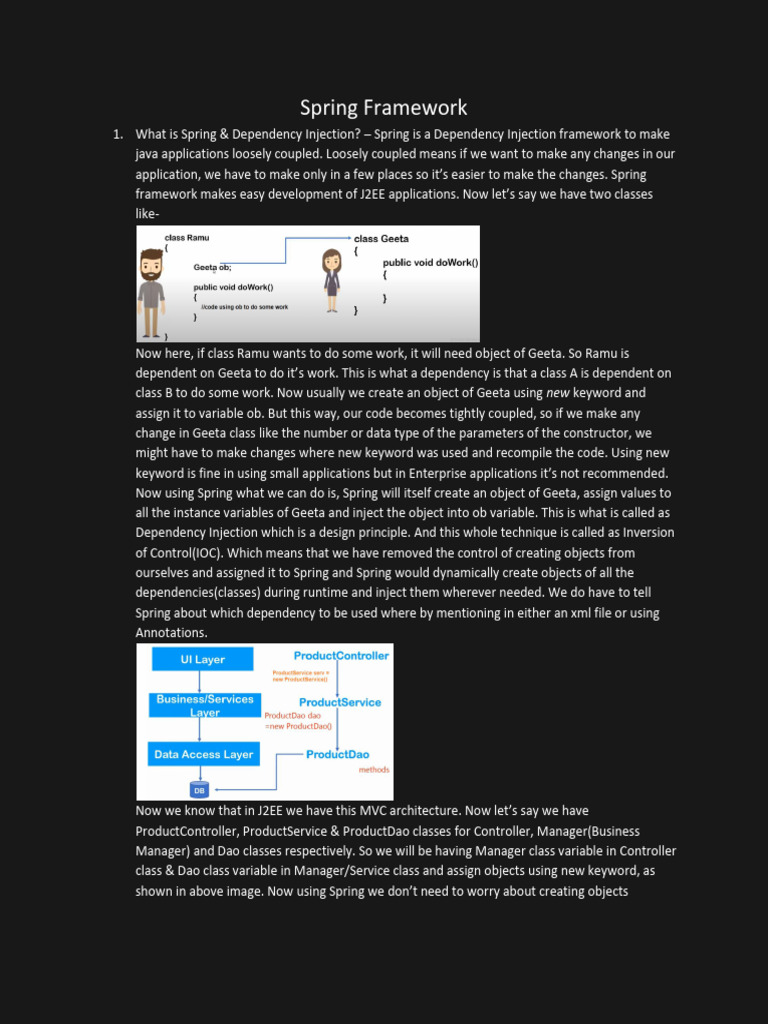 Spring Framework Notes Pdf Spring Framework Constructor Object Oriented Programming