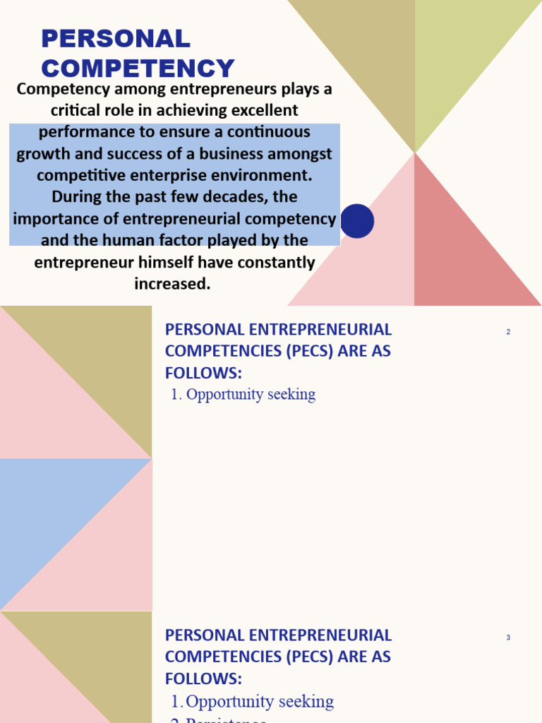 Personal Competency | PDF | Entrepreneurship | Risk