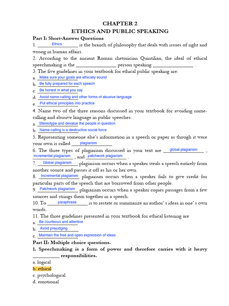 Chapter 2 - Exercises | Download Free PDF | Public Speaking | Plagiarism