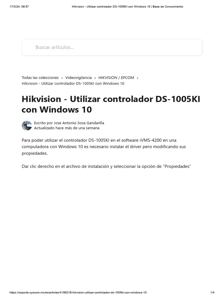 Hikvision - Utilizar Controlador DS-1005KI Con Windows 10 - Base de Conocimiento | PDF | Windows ...