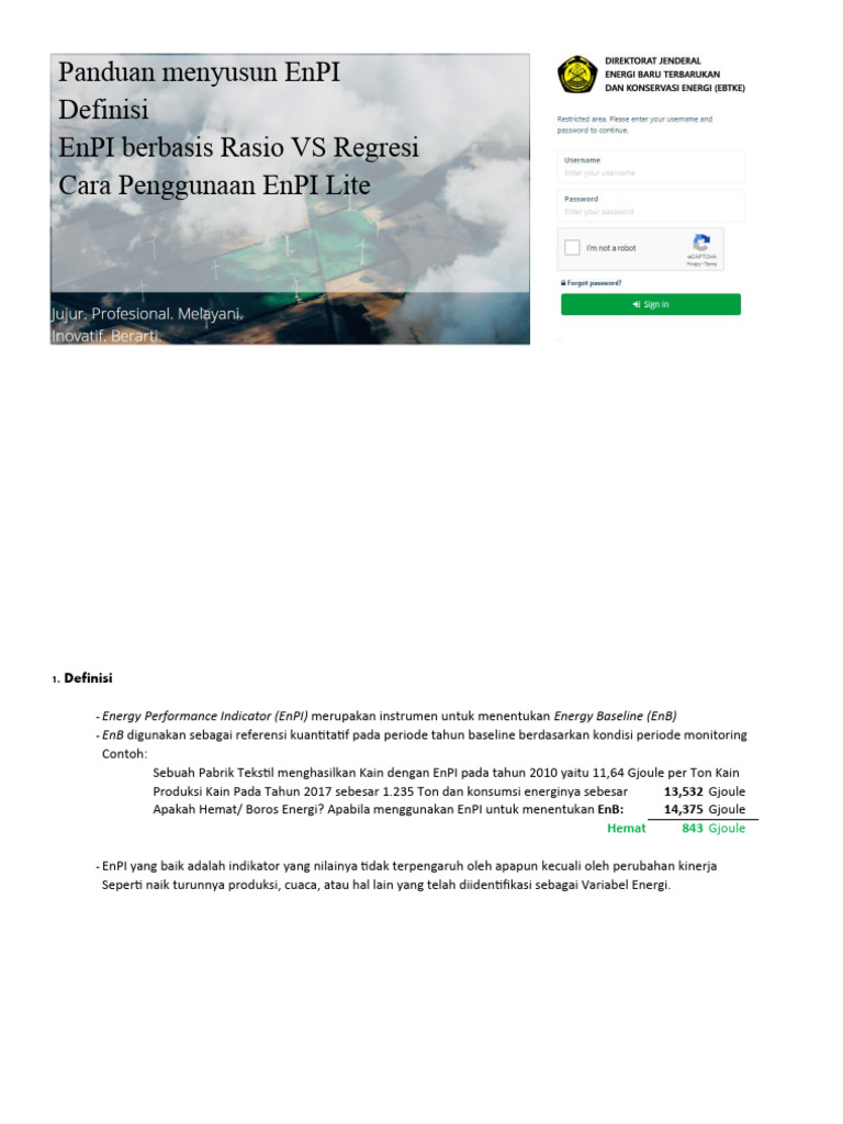 Panduan Penggunaan EnPI Energi | PDF