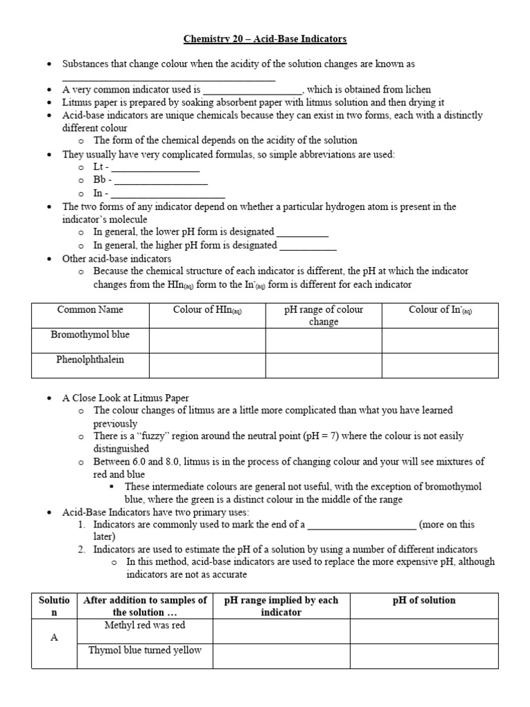 Acid-Base Indicators in Chemistry | PDF | Chemistry | Analytical Chemistry