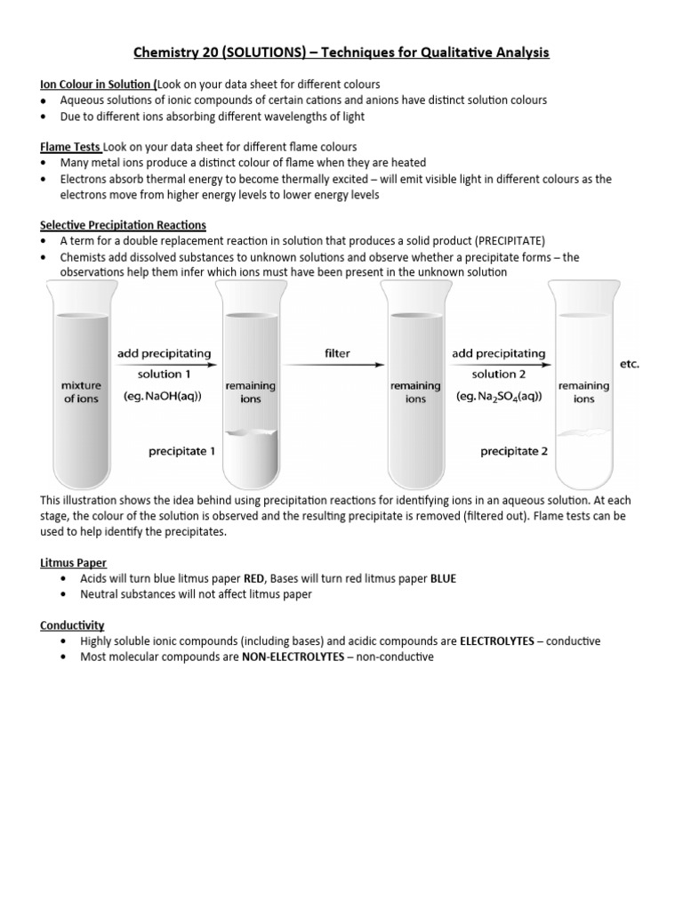 4 - Qualitative Analysis WS | PDF | Precipitation (Chemistry) | Atoms