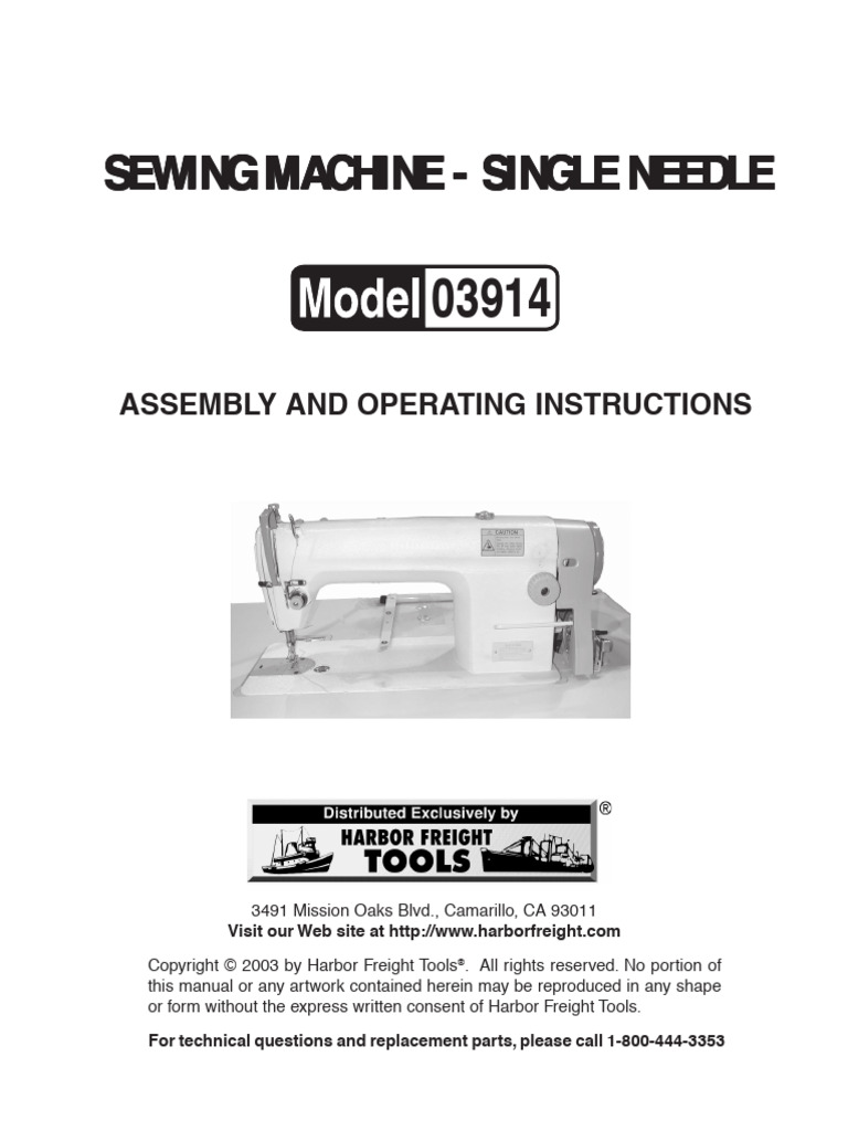 Chicago Electric 03914 Sewing Machine Instruction Manual | PDF | Sewing ...