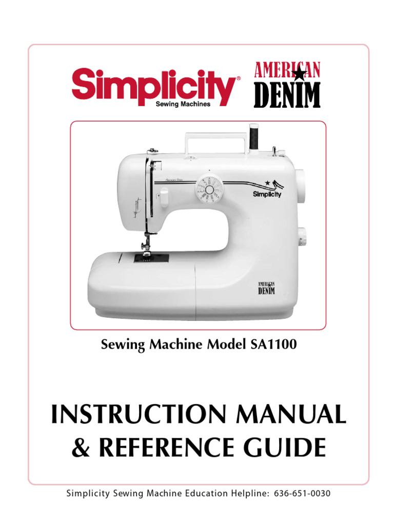 Simplicity SA1100 Sewing Machine Manual | PDF | Sewing Machine | Sewing