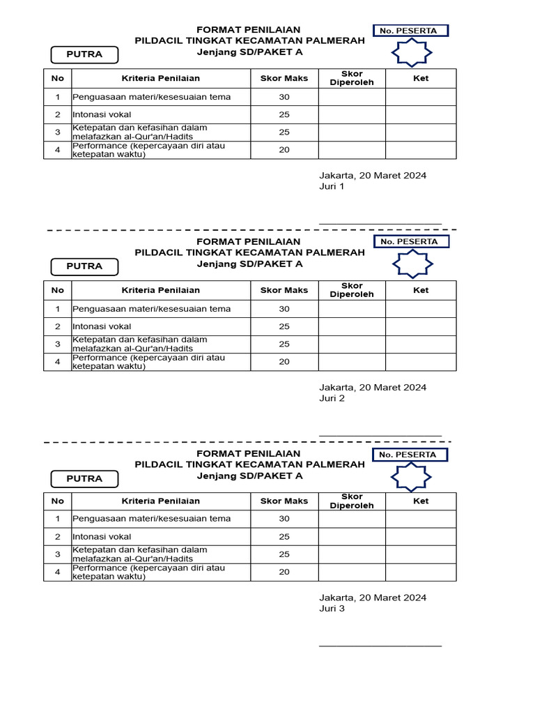 FORMAT PENILAIAN RAMADHAN CERIA 1445 H (AutoRecovered) | PDF