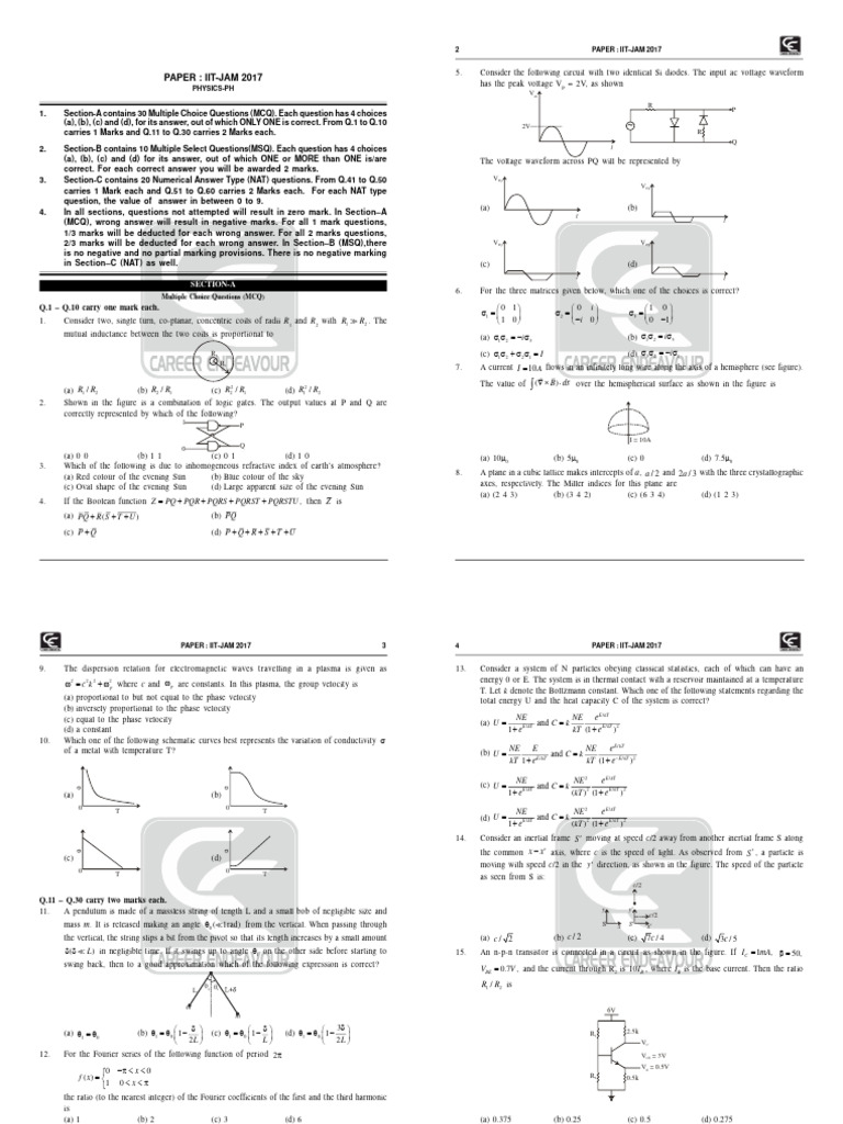 Iit Jam Physics - Converted | PDF | Force | Electron