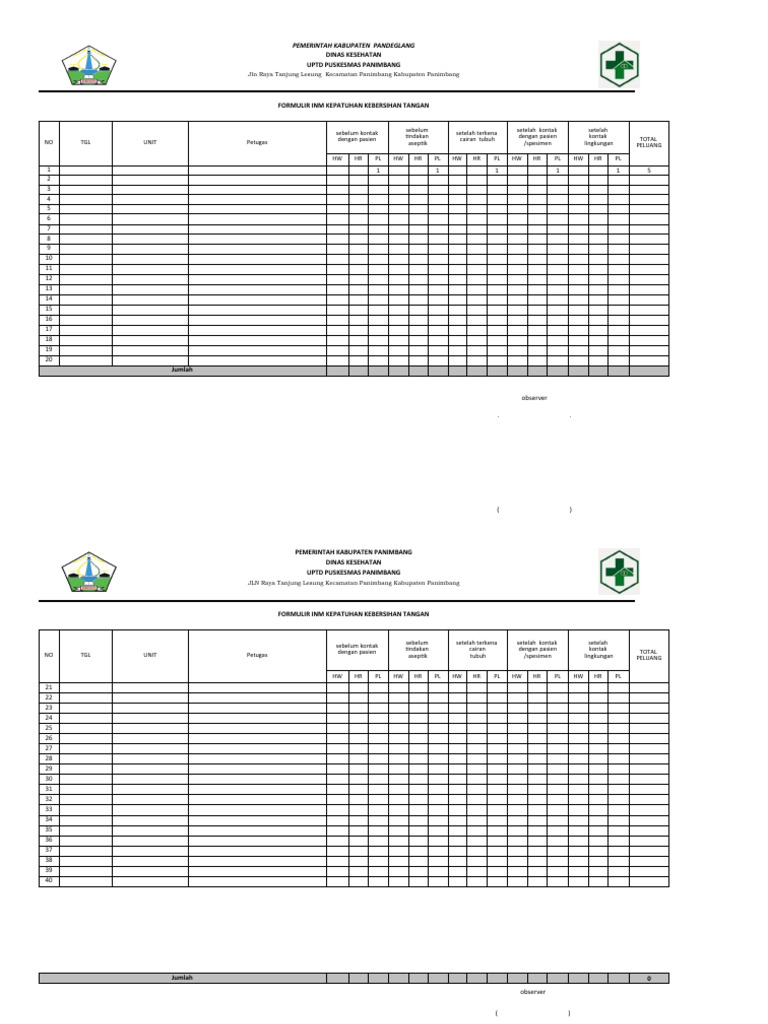 Form Inm Kepatuhan Kebersihan Tangan | PDF