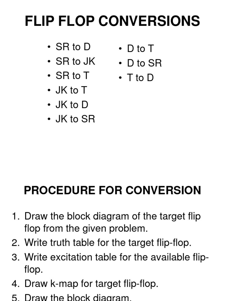 Lecture 2527 Unit 4 FlipFlop Conversions ECE213 | PDF | Electronic ...