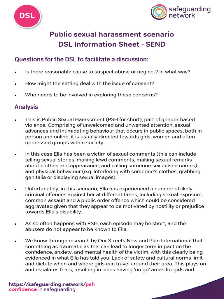 Public Sexual Harassment Scenario SEND DSL Information Sheet | Download Free PDF | Sexual ...