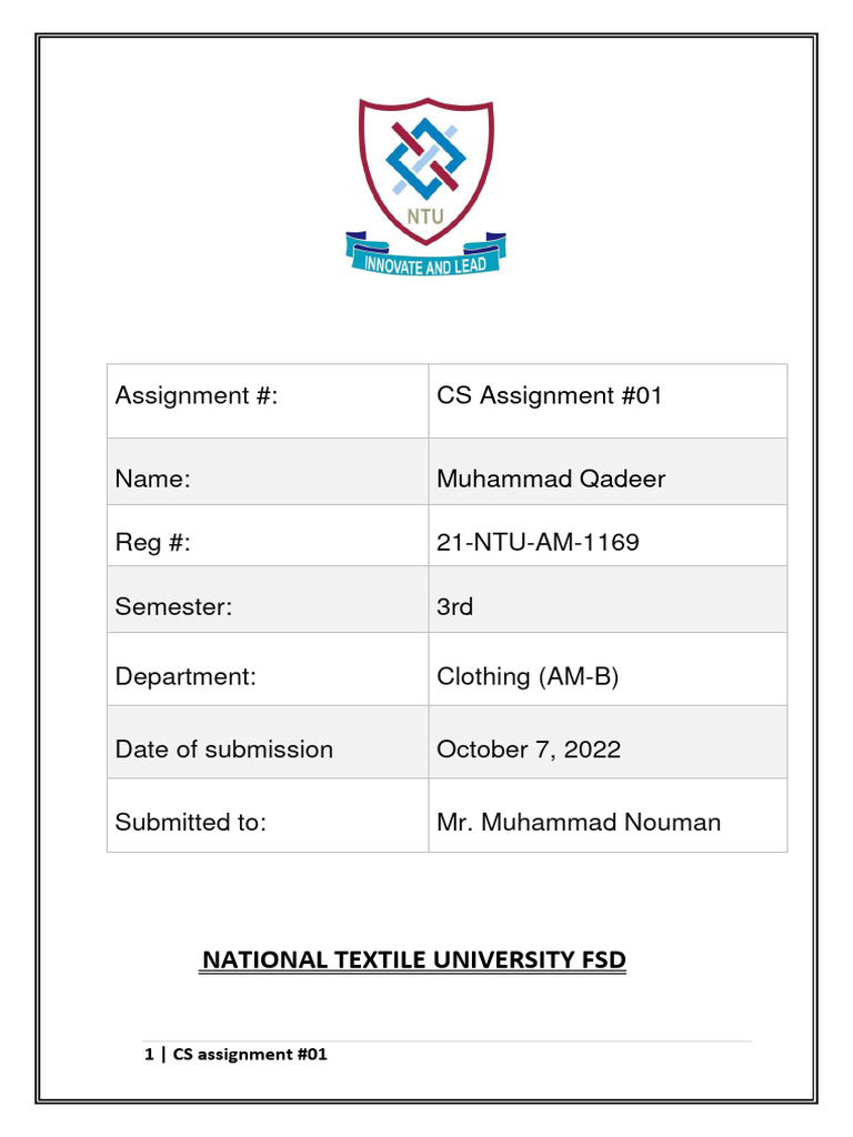 Assignment #01 | PDF | Computer Data Storage | Random Access Memory