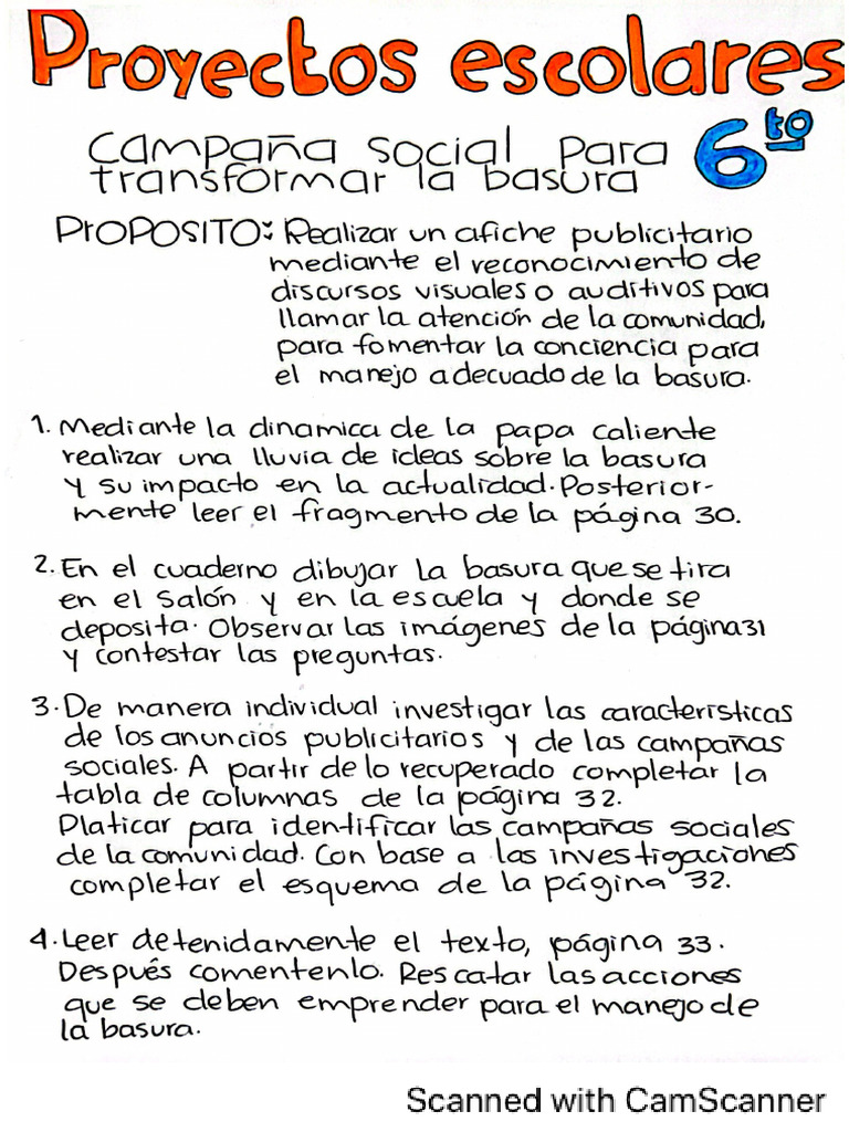 PROYECTOS ESCOLARES 6to Grado | PDF