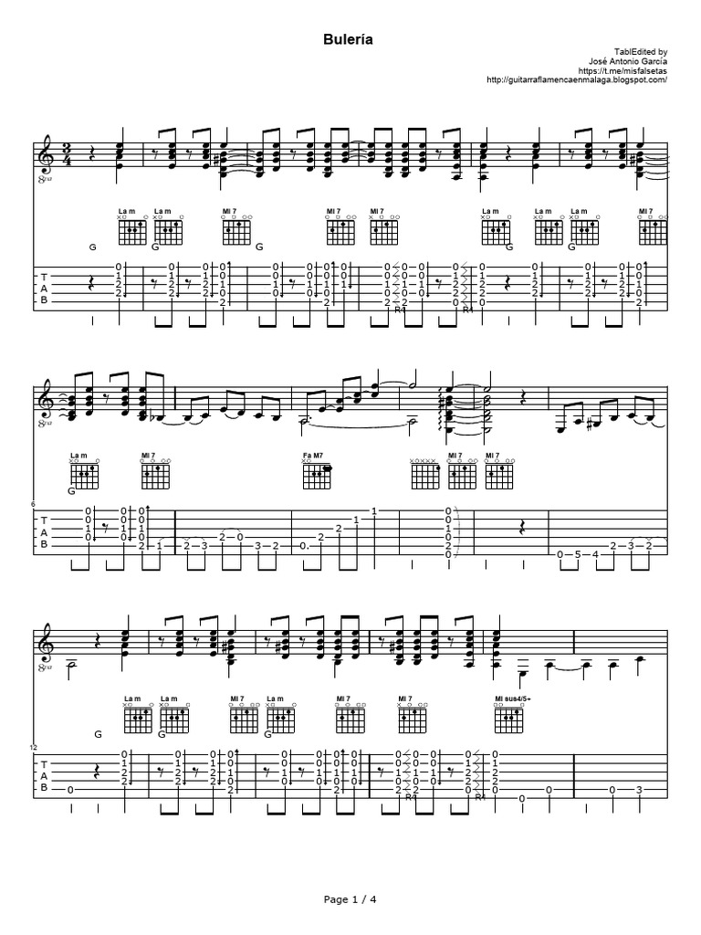 Bulería Guitar Tabs and Techniques | PDF