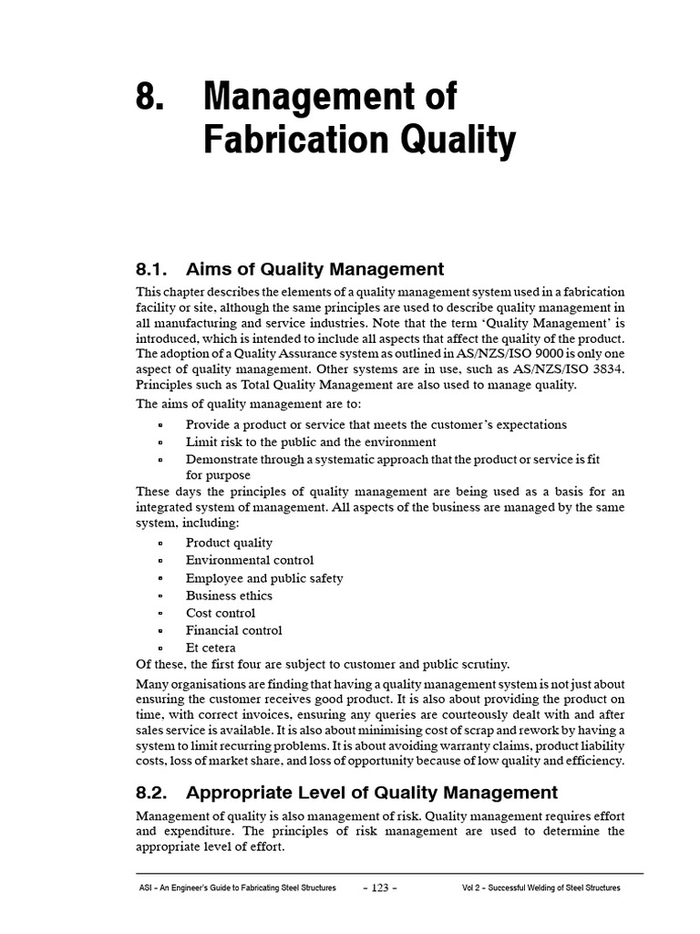 Quality Management in Steel Fabrication | PDF | Iso 9000 | Quality ...