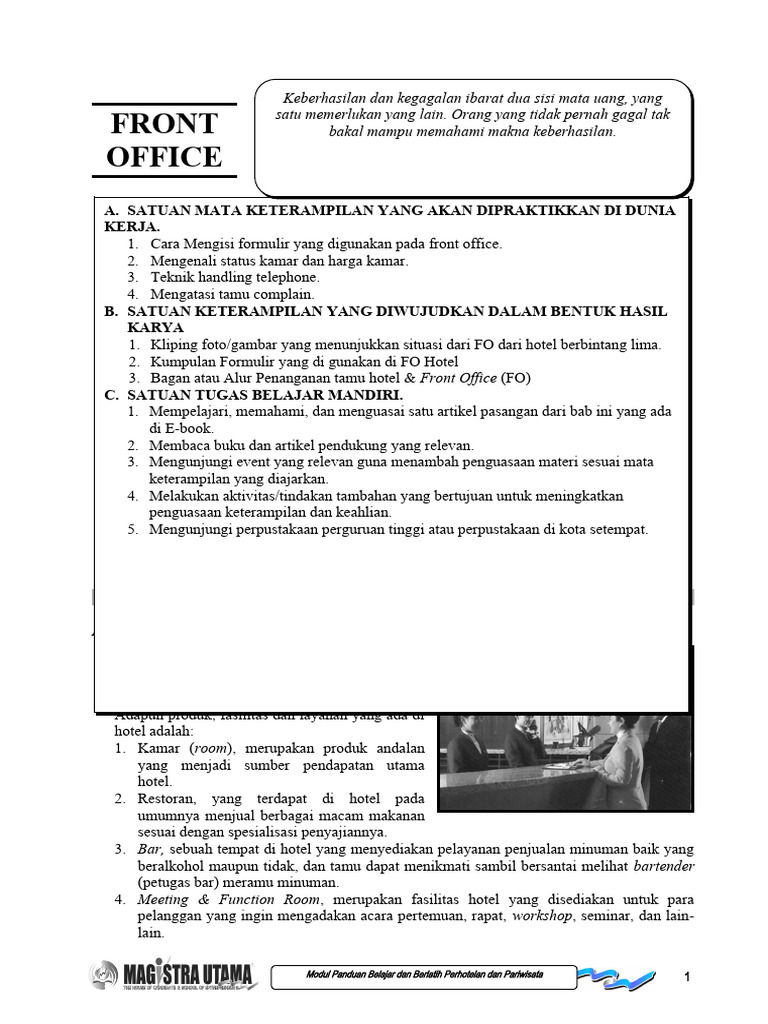 Modul Front Office | PDF | Karier & Perkembangan | Bisnis