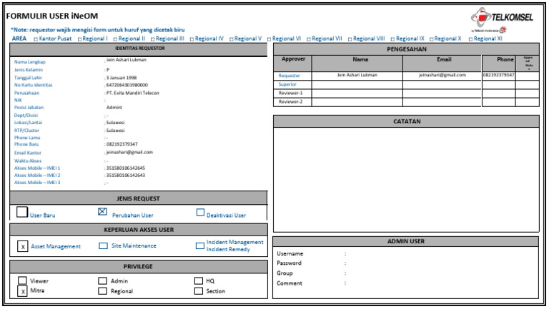User Access Request for Jein Ashari Lukman | PDF | Computer Access Control | Access Control