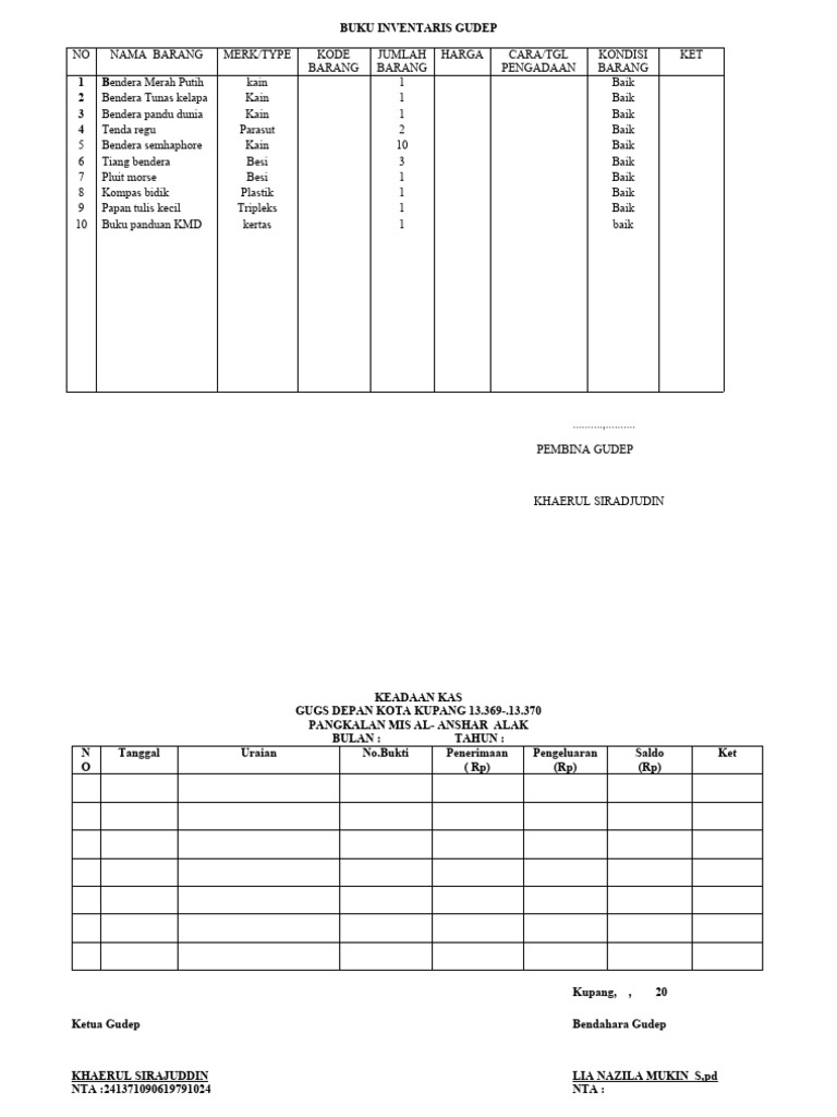 Buku Inventaris Gudep | PDF