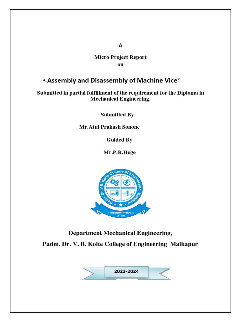 ATUL TEN MicroProject | PDF | Machines | Screw