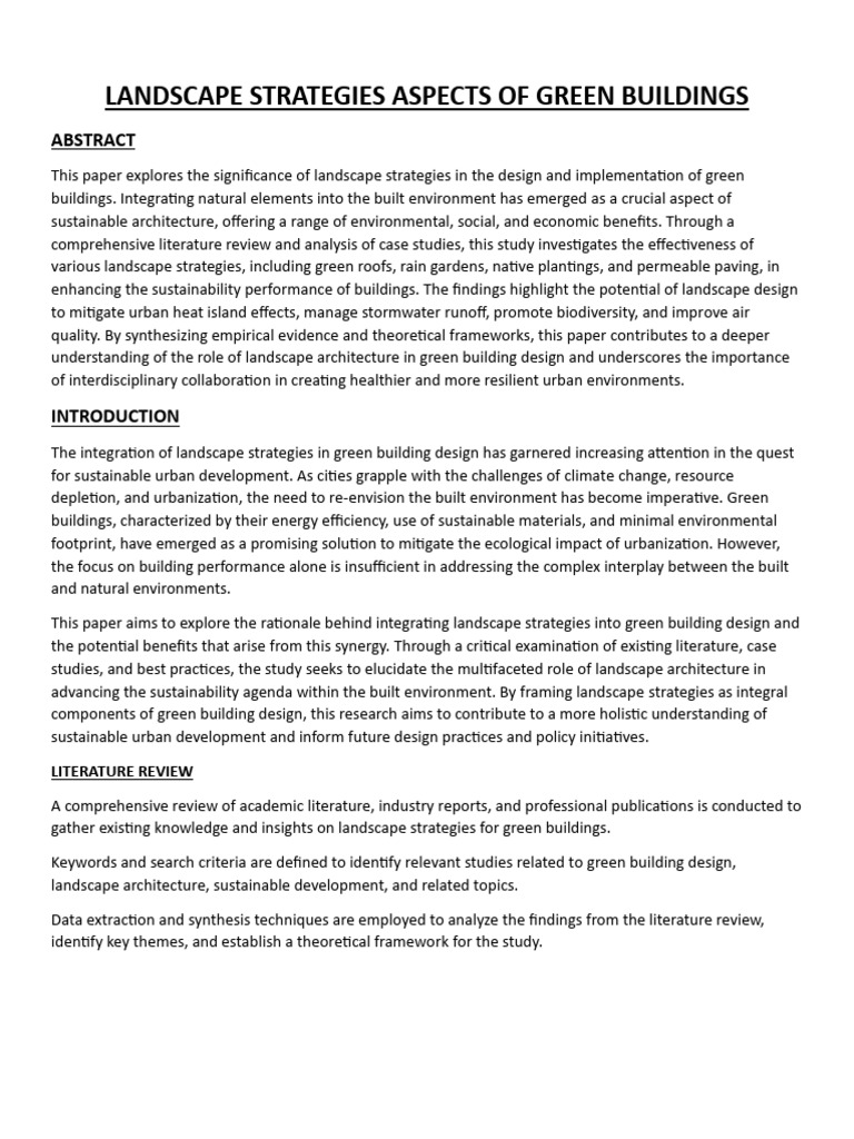 LANDSCAPE STRATEGIES ASPECTS OF GREEN BUILDINGS | PDF | Sustainability ...
