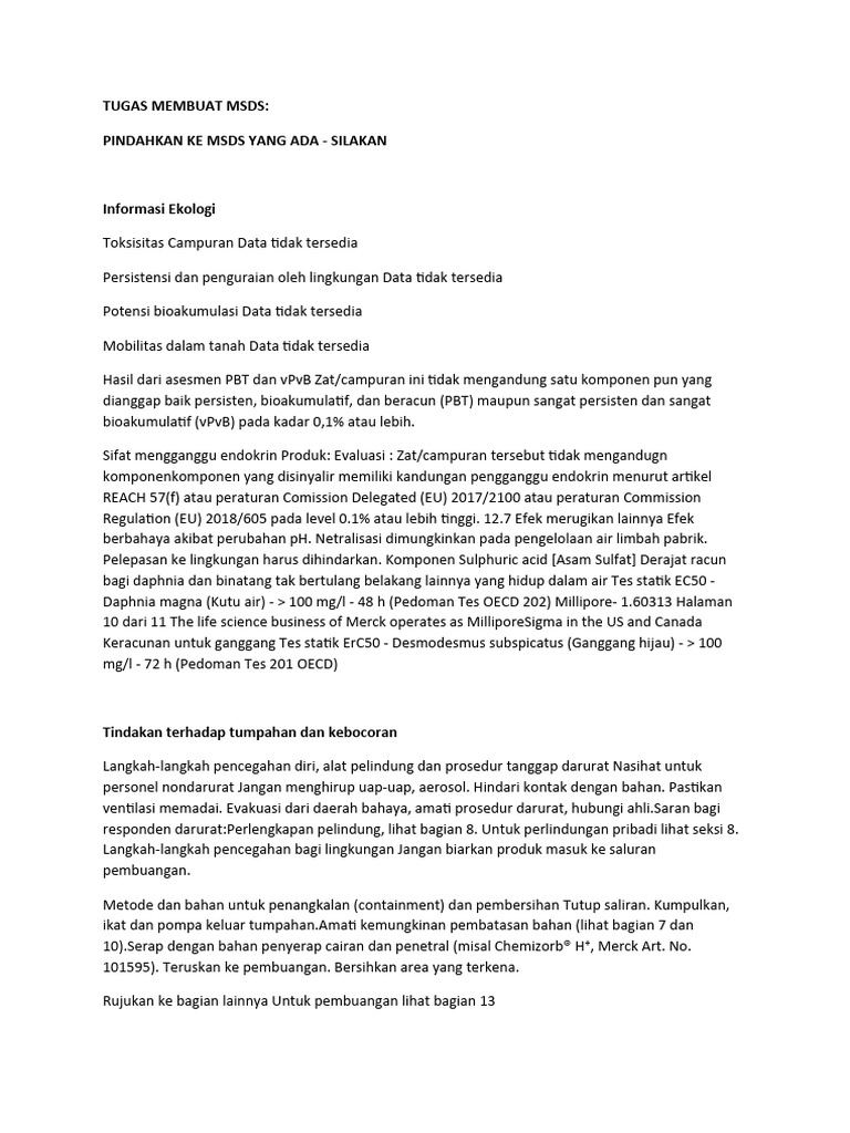 Tugas Membuat MSDS | PDF | Kesehatan Holistik | Sains & Matematika