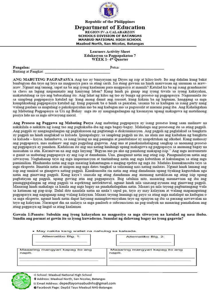 ESP 7 Week 1 Q4 CLD | PDF