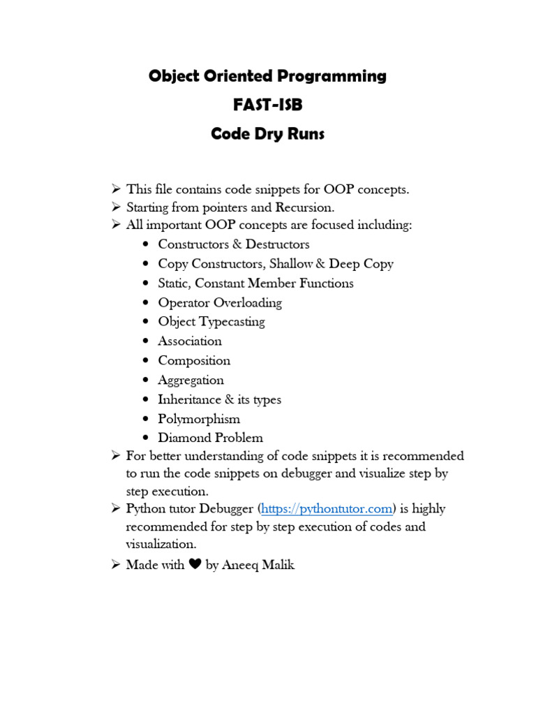 OOP DryRuns | Download Free PDF | Namespace | Object Oriented Programming