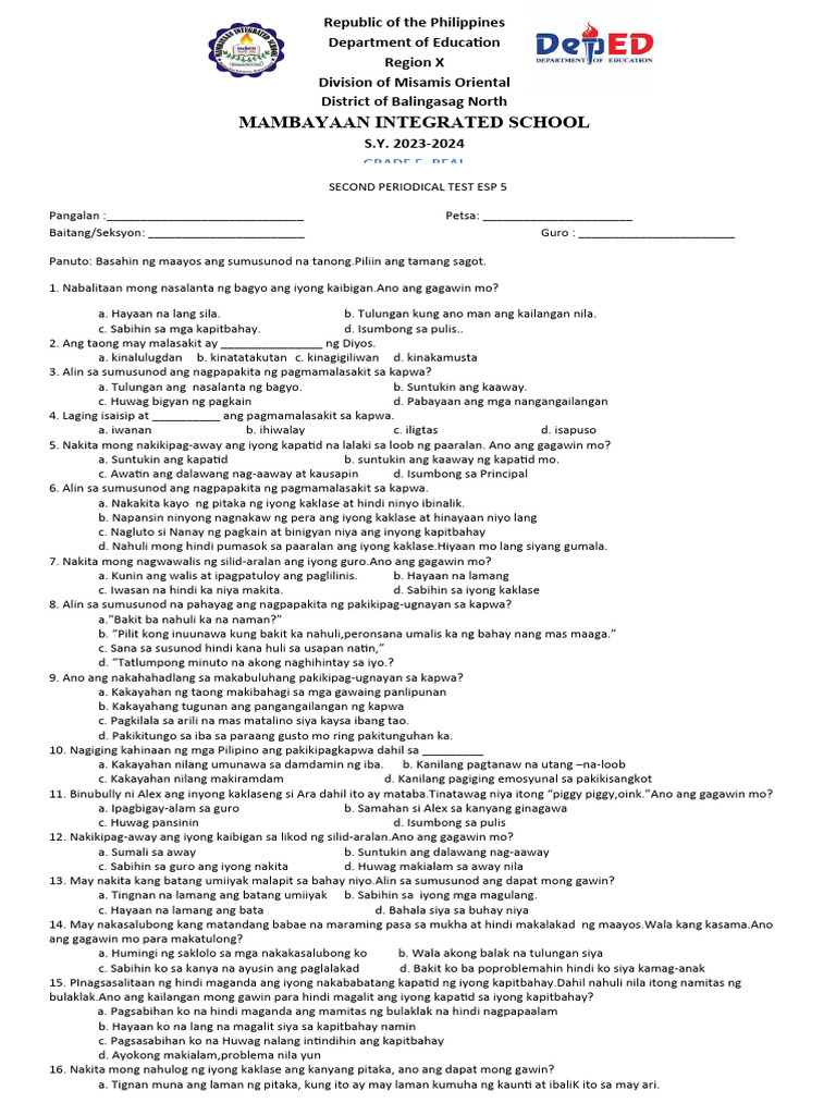 PT - Esp 5 - Q2 | PDF