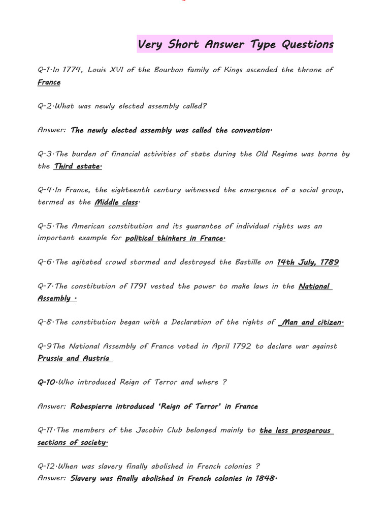 Extra q and a History | PDF | French Revolution | France