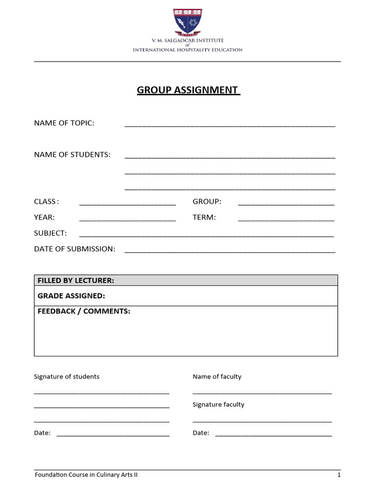 Assignment Submission Cover Page | PDF