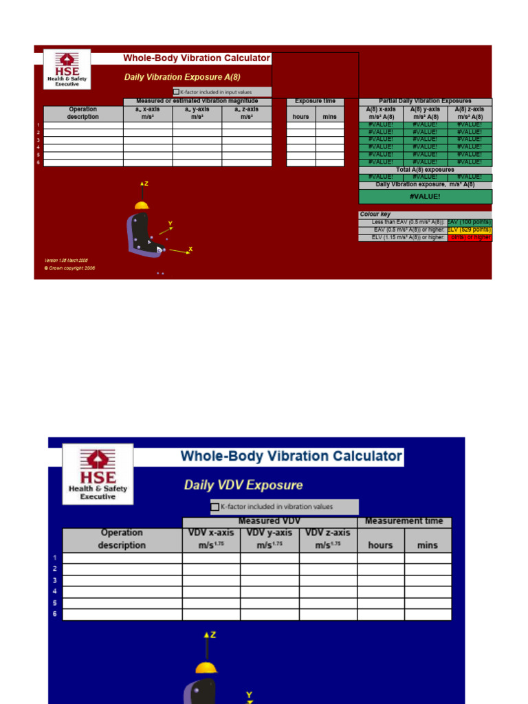 HSE Vibration Calculator | PDF | Exposure (Photography) | Cartesian ...