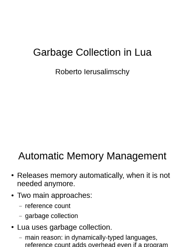 Garbage Collection in Lua | PDF | Operating System Technology | Computer Programming