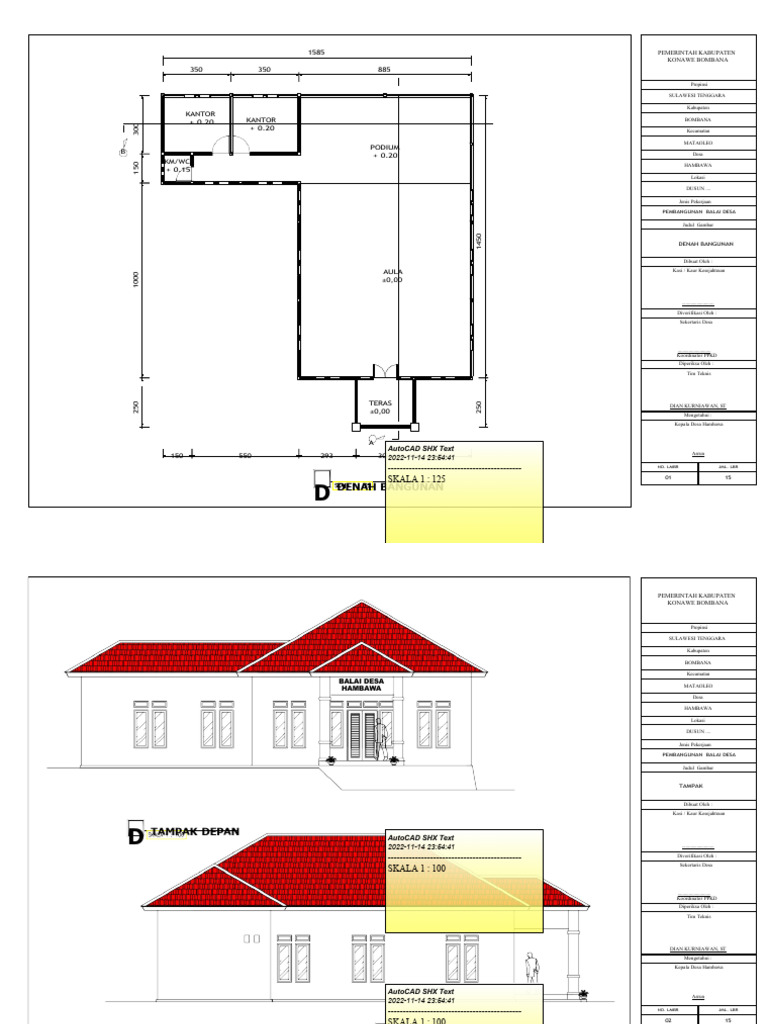 Denah dan Desain Balai Desa Hambawa | PDF