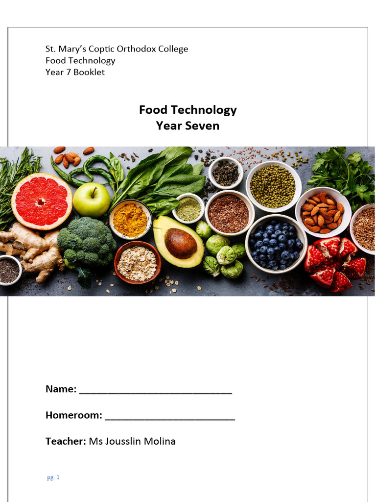 Food Tech Booklet Yr 7 | PDF | Food Energy | Nutrition