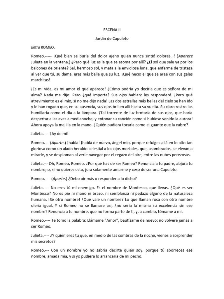 ESCENA II | PDF | Romeo y Julieta