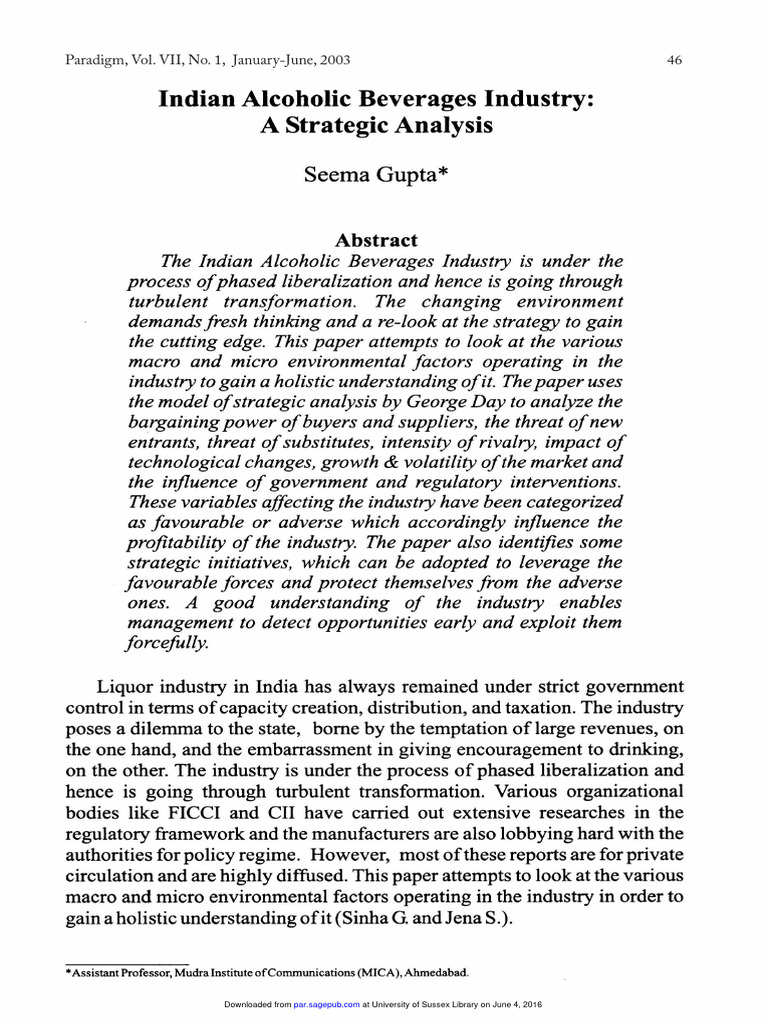 Indian Alcoholic Beverages Industry Strategic Analysis | PDF | Brand ...