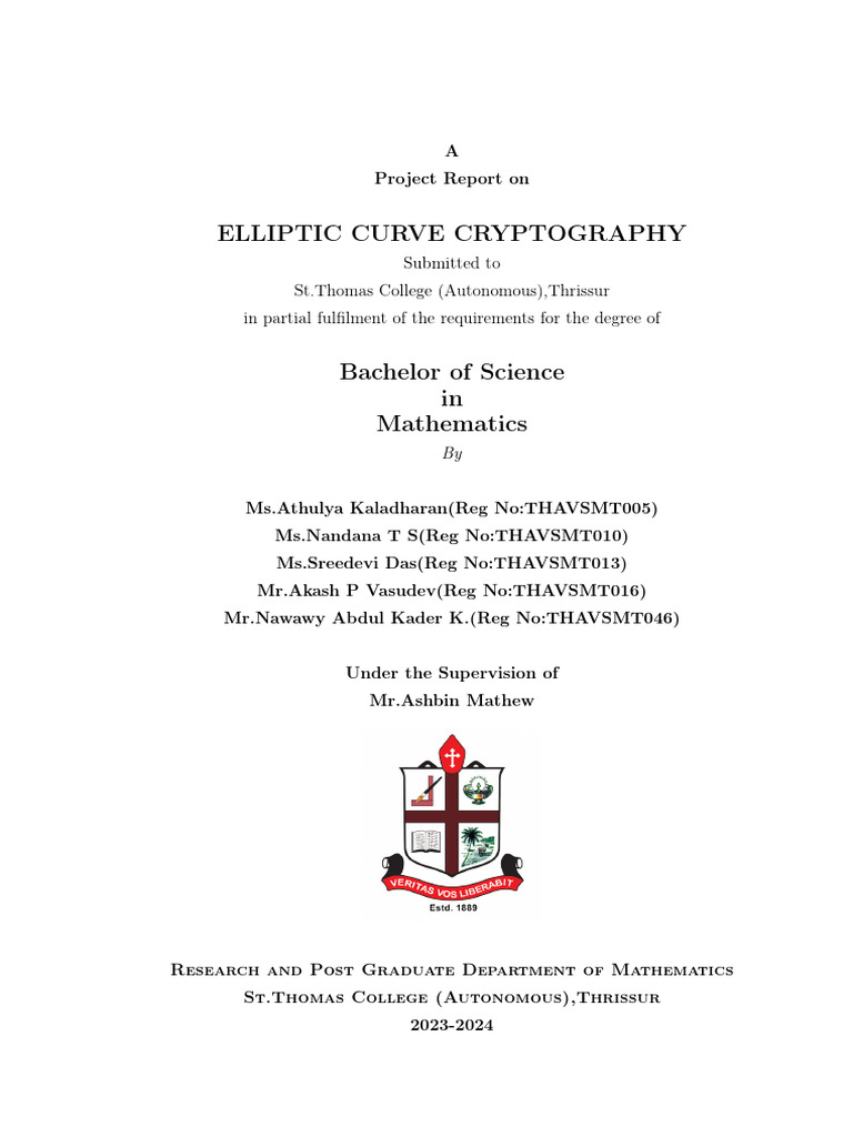 Elliptic Curve Cryptography | PDF | Cryptography | Key (Cryptography)
