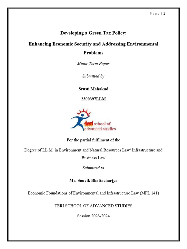 Srusti Greentaxpolicy | PDF | Taxes | Sustainability