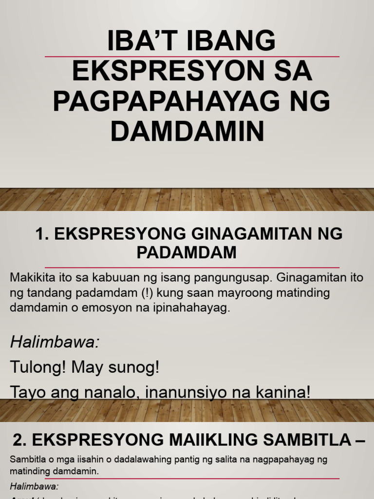 Iba't Ibang Ekspresyon Sa Pagpapahayag NG Damdamin | PDF