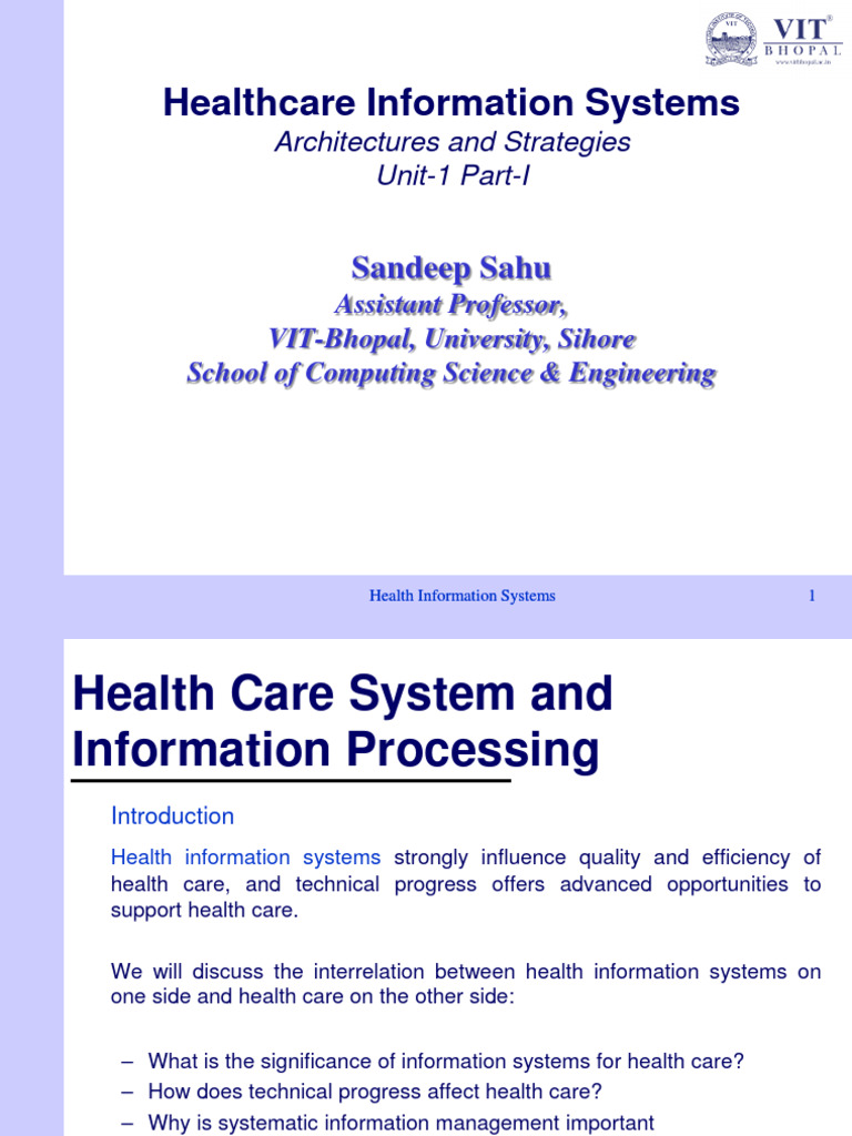 Introduction To The Healthcare Information System Unit-1 Part - I | PDF ...