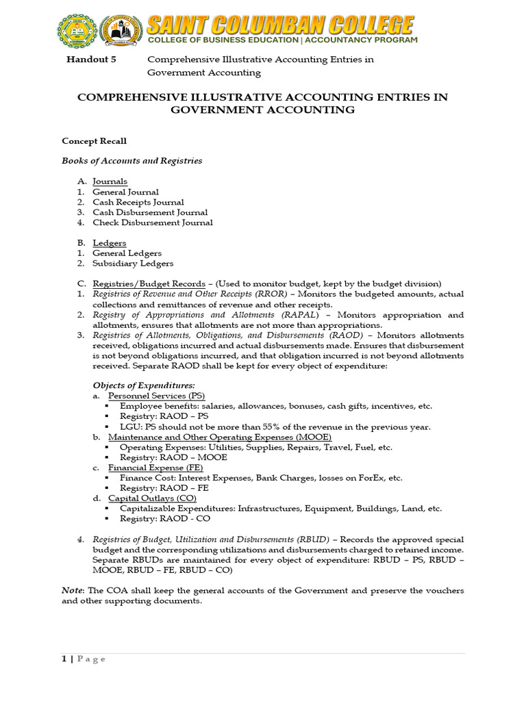 HO 5 - Comprehensive Illustrative Accounting Entries in Government ...
