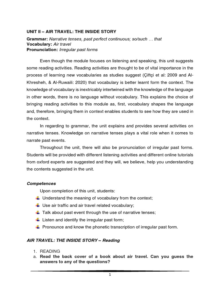 Unit 2 - Material | PDF | Baggage | English Language