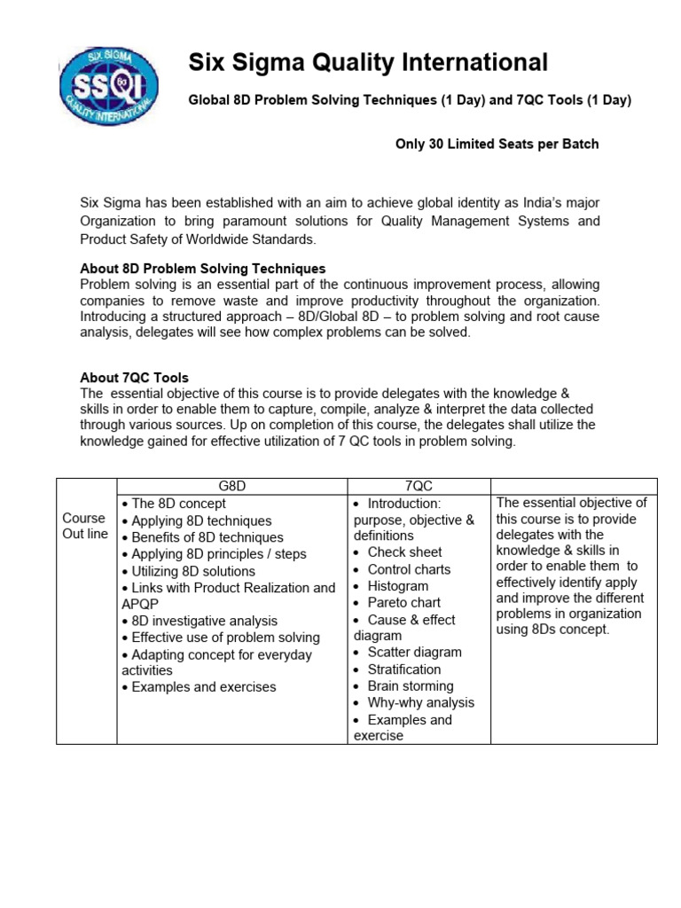 05 - Training Insert - Global 8D & 7QC Tools | PDF | Knowledge ...